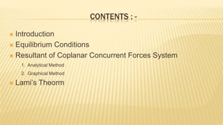 Coplanar concurrent forces PPT GTU | PPTX