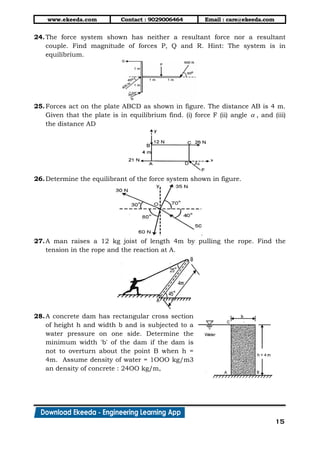 Coplanar forces equilibrium | PDF
