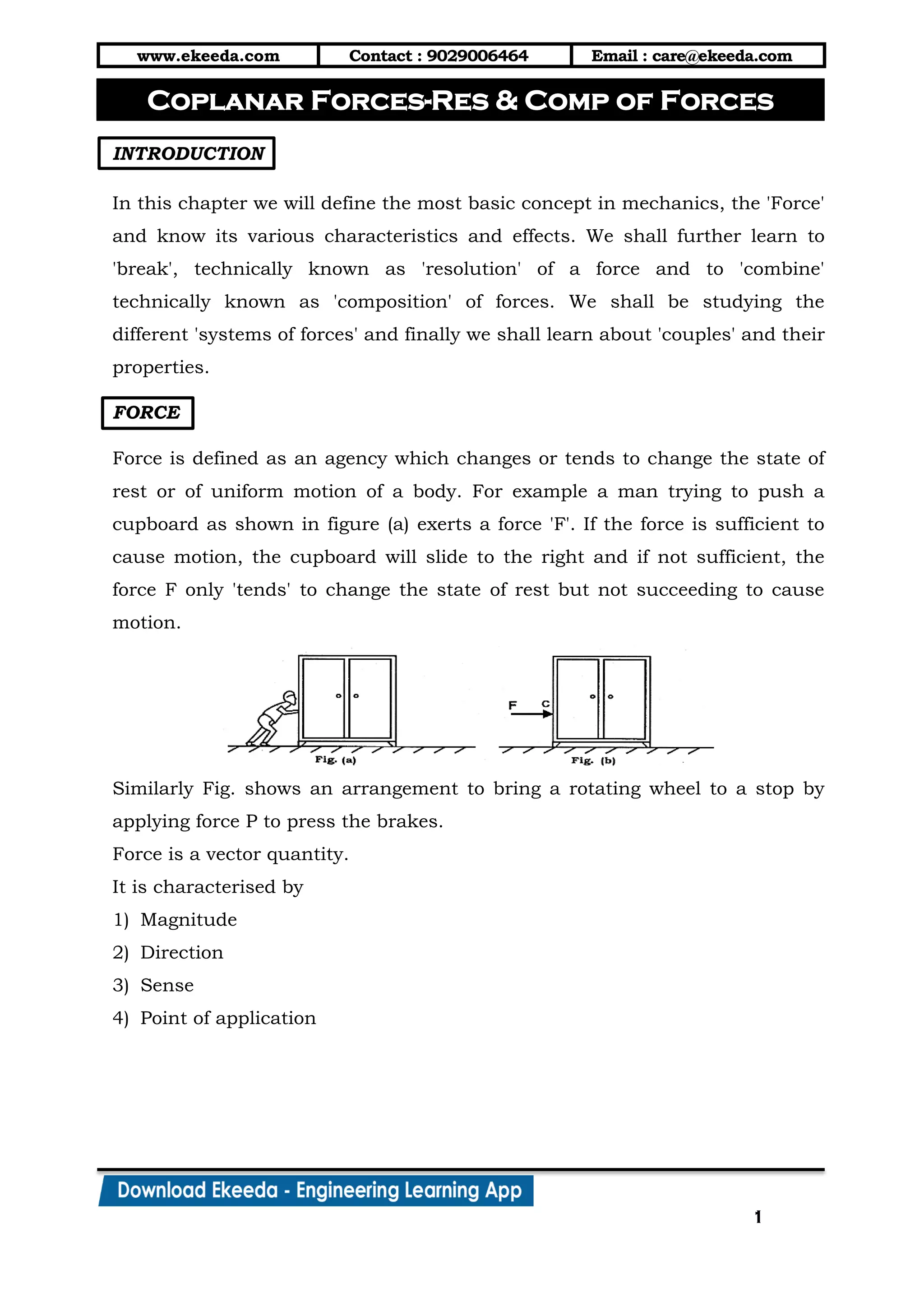 Coplanar forces res & comp of forces - for merge | PDF