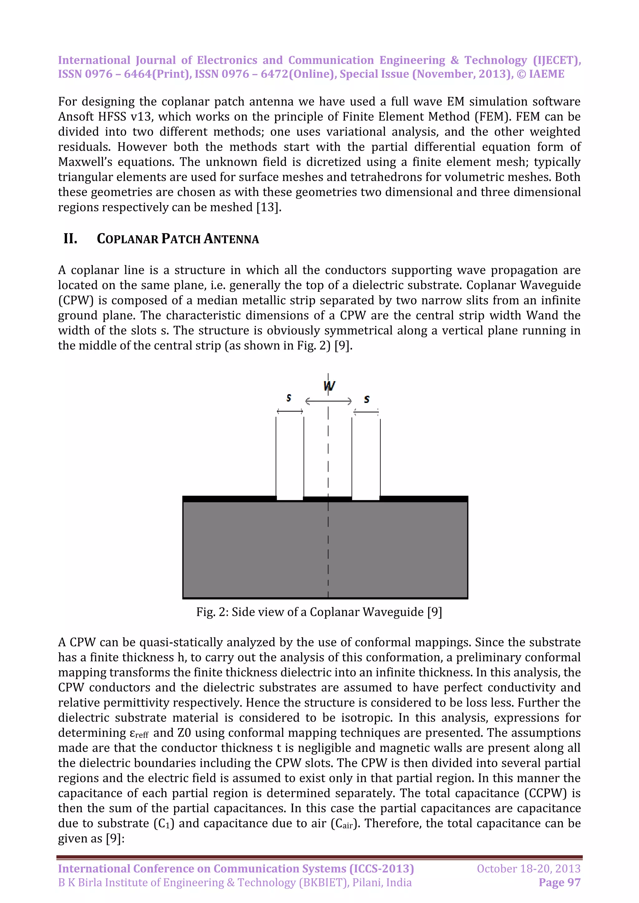 Coplanar rectangular patch antenna for x band applications using inset ...