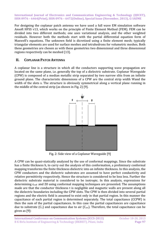 Coplanar rectangular patch antenna for x band applications using inset ...