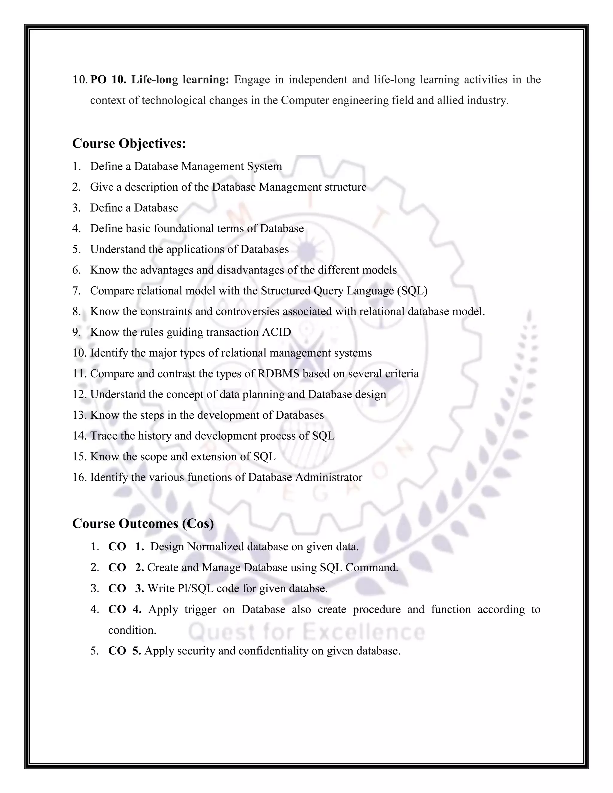 CO PO MAPPING CO3I DMS 22319 | PDF