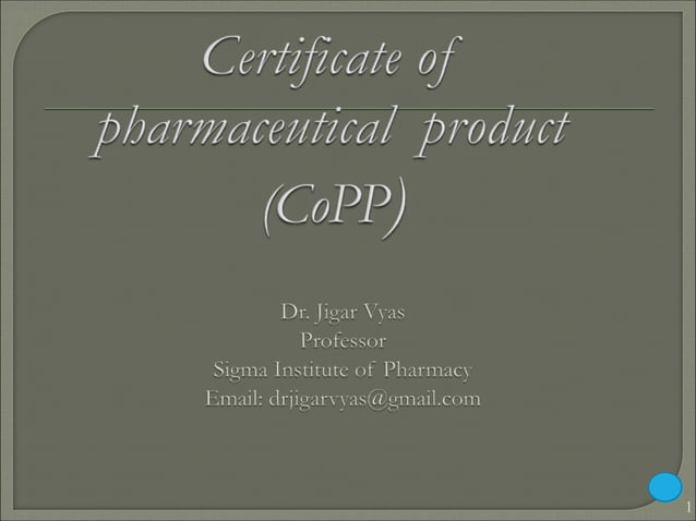 Copp- Certificate of Pharmaceutical Products | PPT