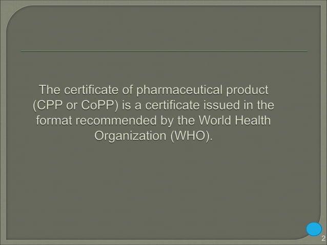 Copp- Certificate of Pharmaceutical Products | PPT