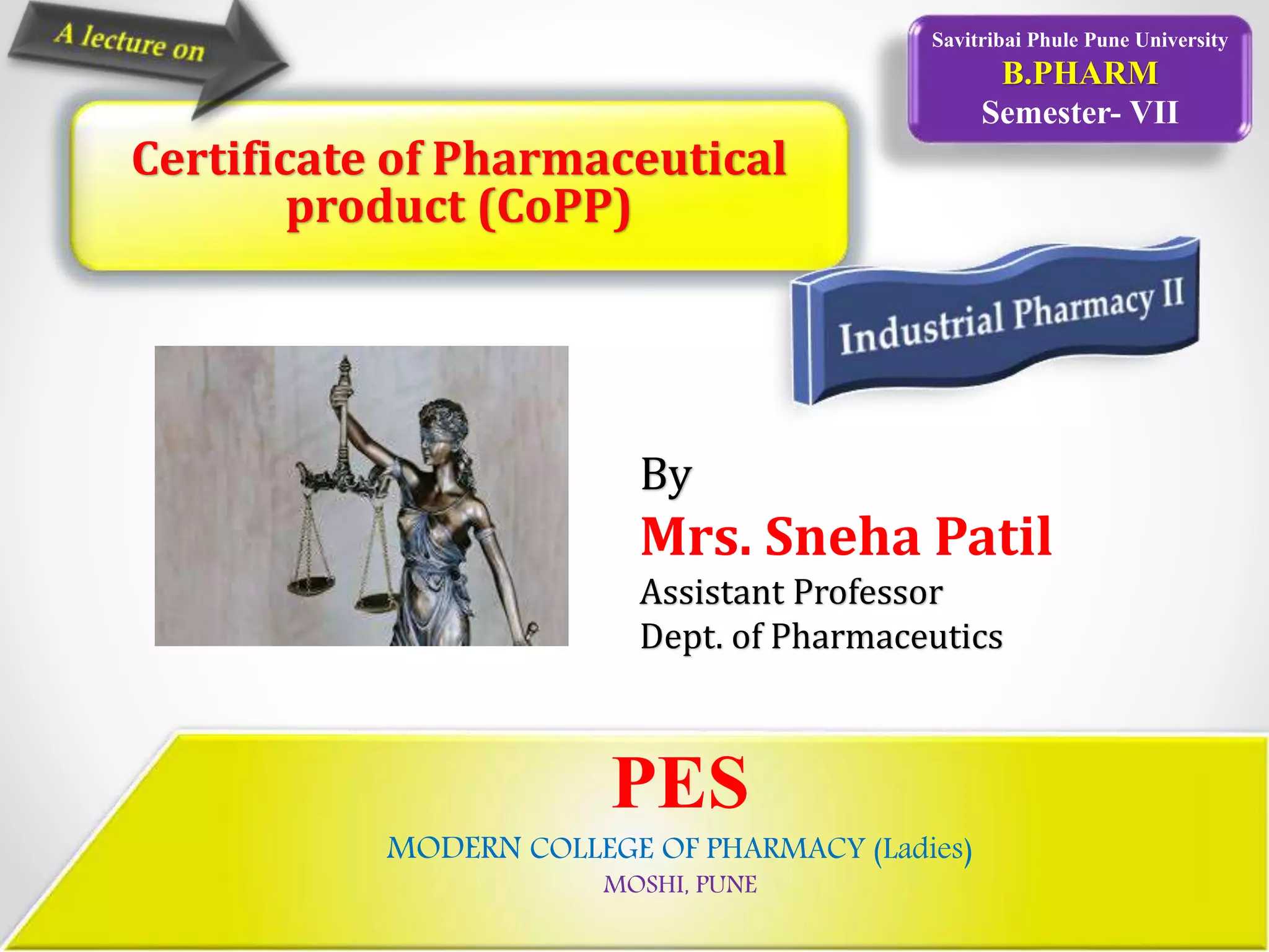 CoPP: Certificate of Pharmaceutical Product | PPT