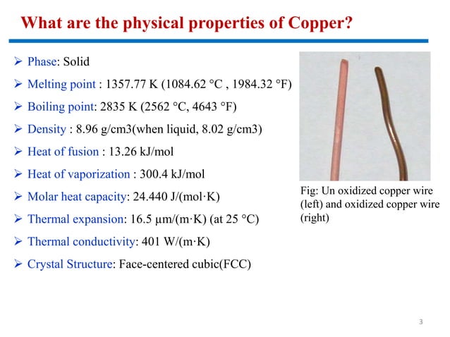 Physical Properties of Copper | PPTX | Chemistry | Science
