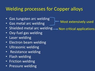 Copper and copper alloys welding | PPTX