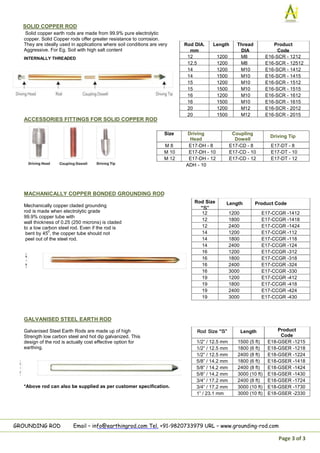 Copper bonded grounding rod manufacturer | PDF