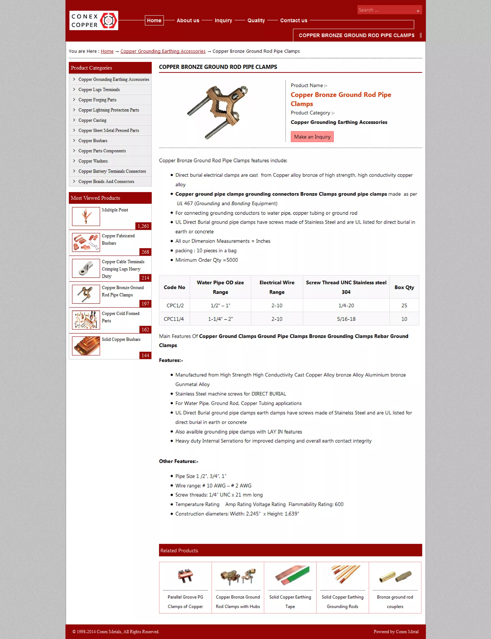 Copper bronze ground rod pipe clamps | PDF