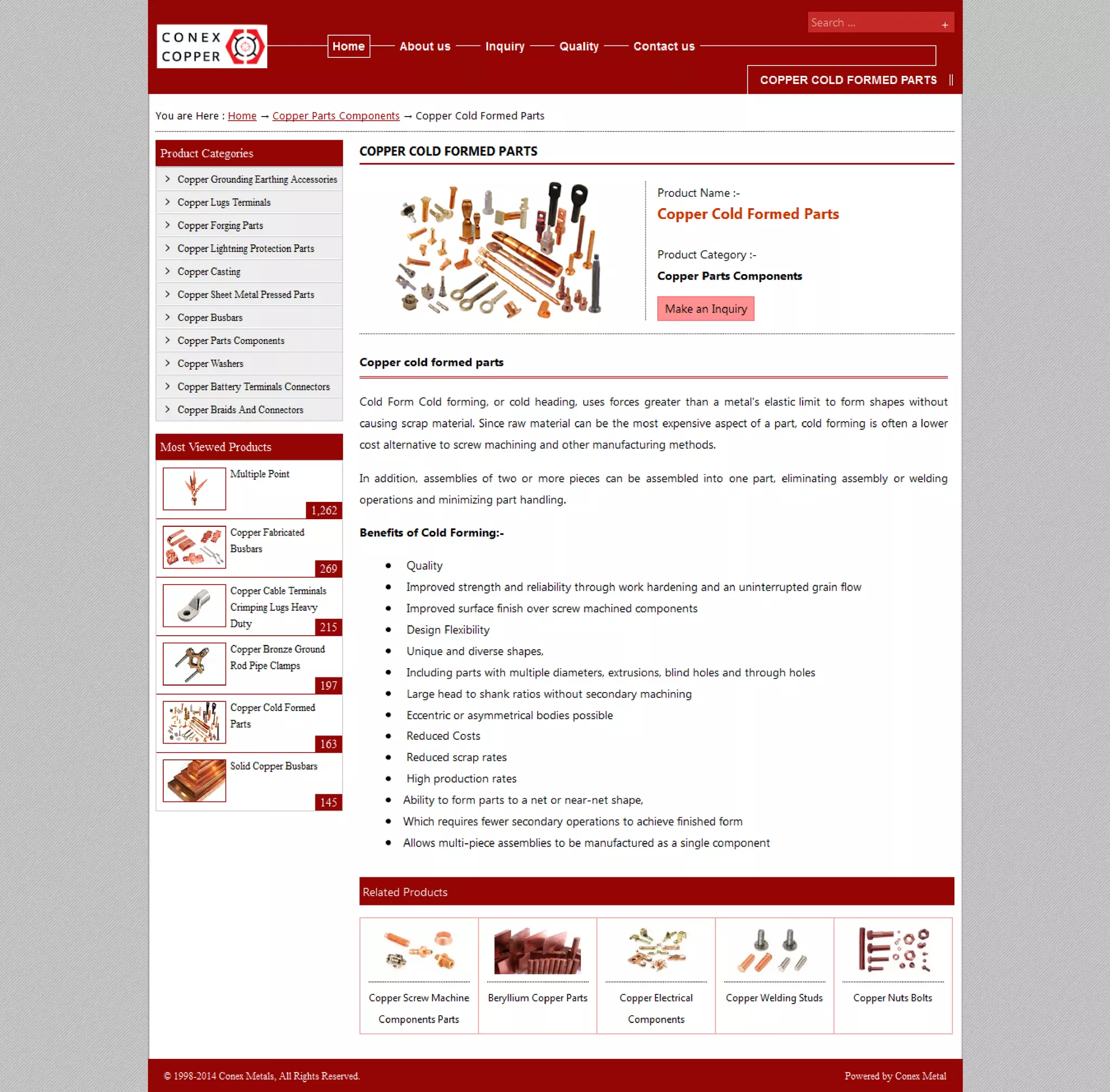 Copper cold formed parts | PPT