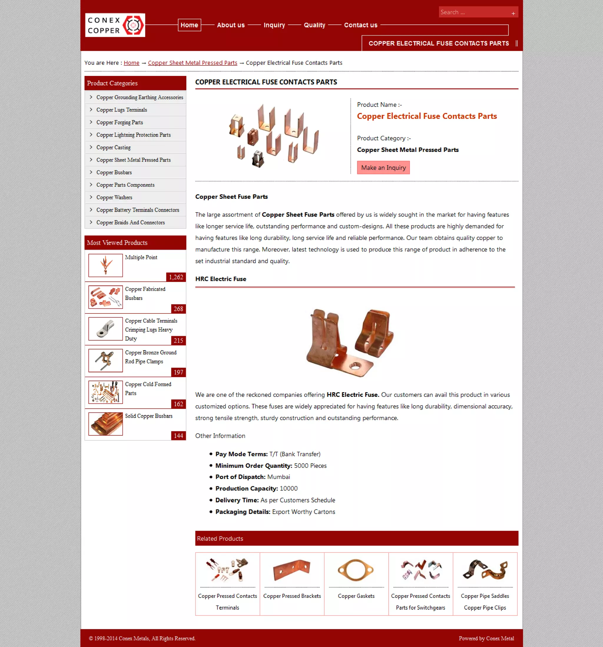Copper electrical fuse contacts parts | PDF