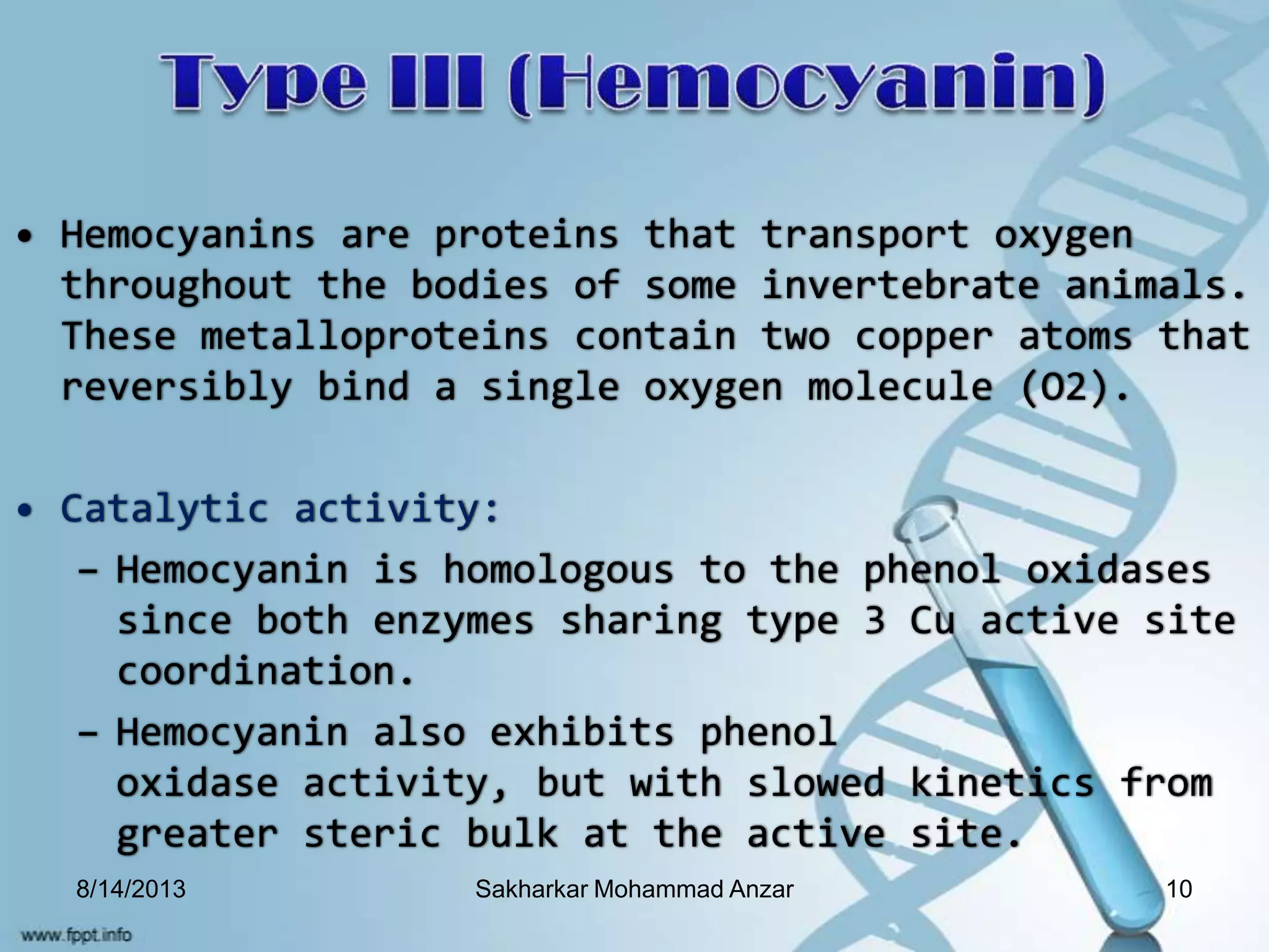 Copper in proteins and enzymes | PPTX