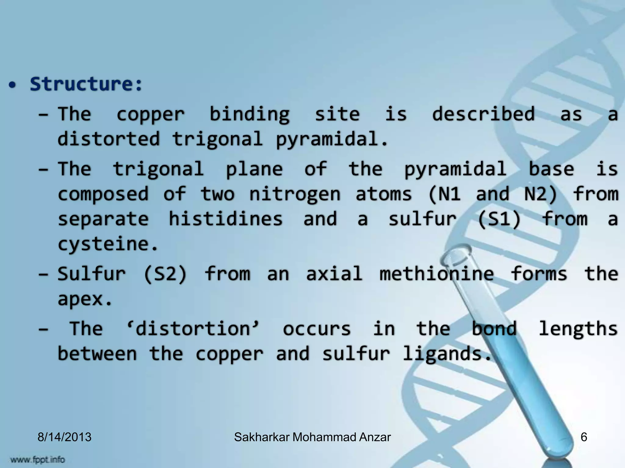 Copper in proteins and enzymes | PPTX