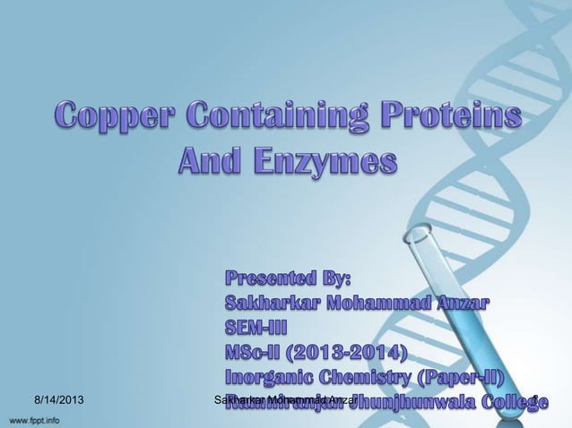 Copper in proteins and enzymes | PPTX