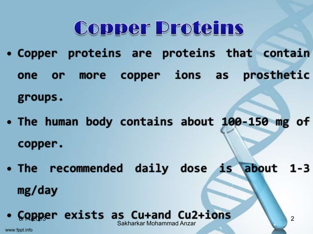 Copper in proteins and enzymes | PPTX