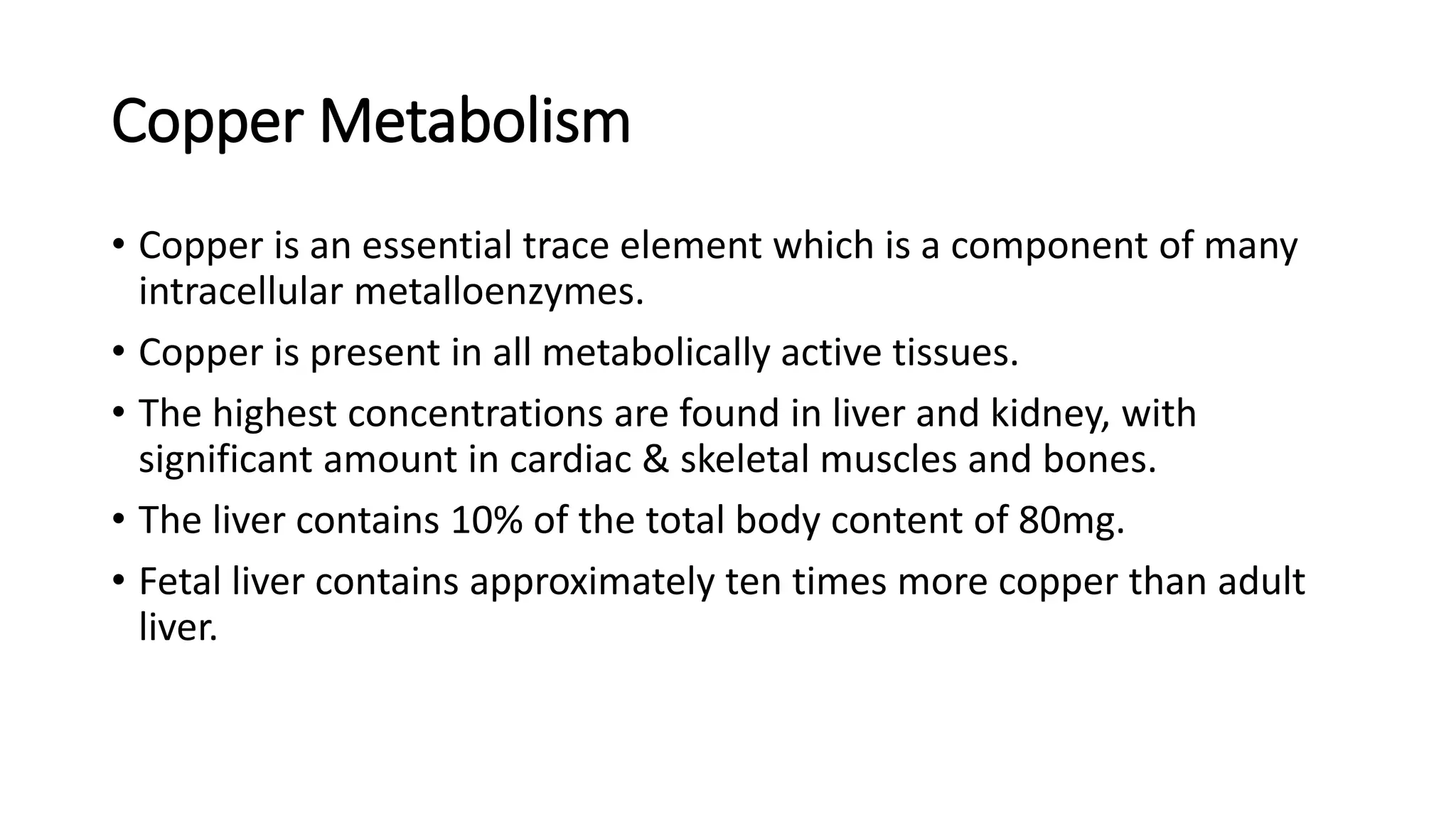 Copper metabolism | PDF