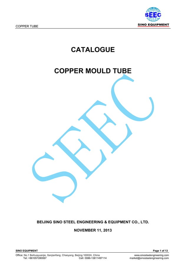 Copper mould tube | PDF