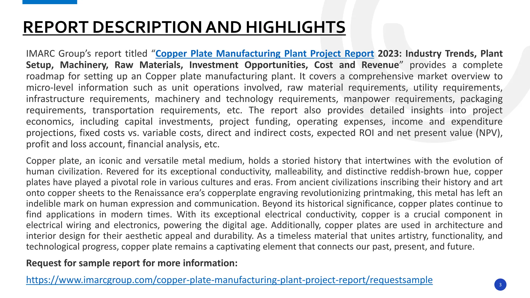 Copper Plate Manufacturing Project Report 2023 Edition | PPTX