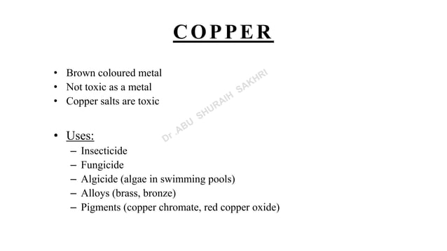 Copper poisoning | PPTX | Blood Disorders | Diseases and Conditions