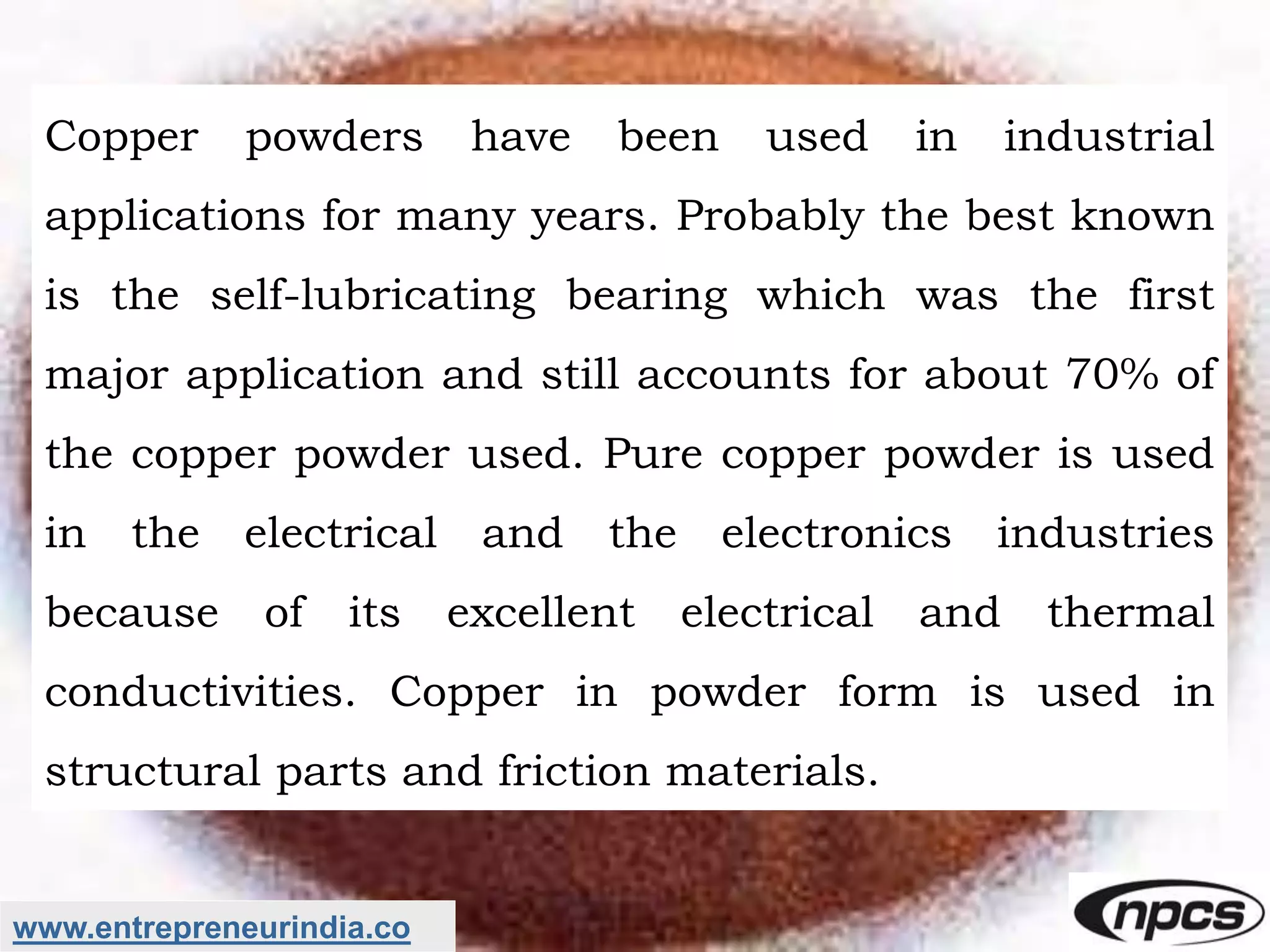 Copper Powder by Electrolytic Process | PPTX | Agriculture | Industries