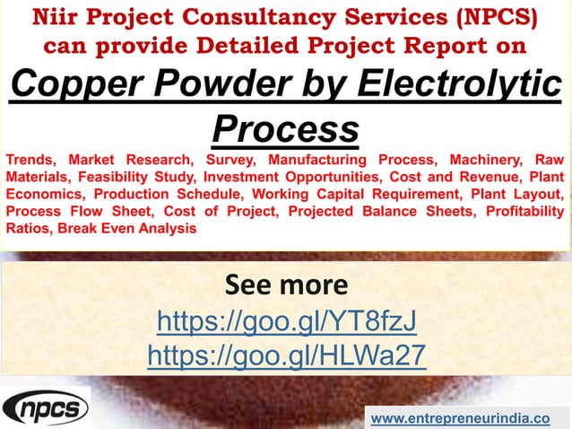 Copper Powder by Electrolytic Process | PPT