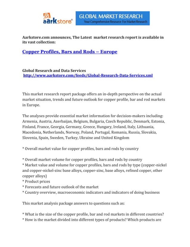 Copper profiles, bars and rods – europe | PDF