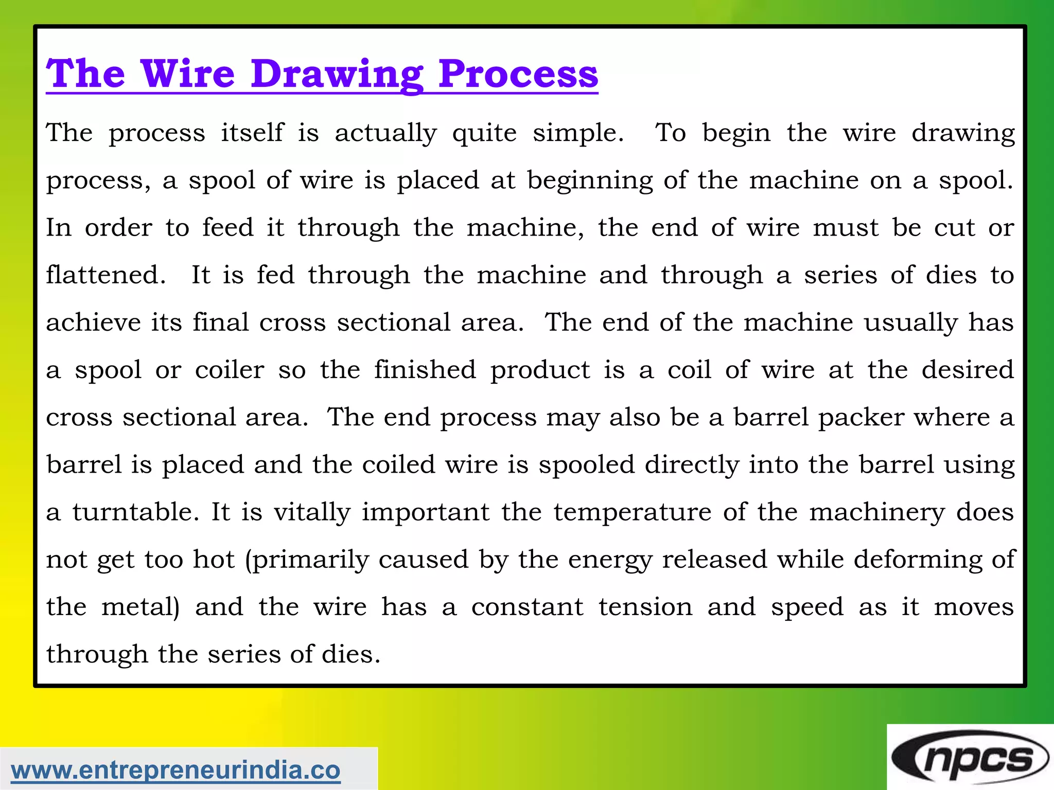 Copper wire drawing and enamelling | PPTX