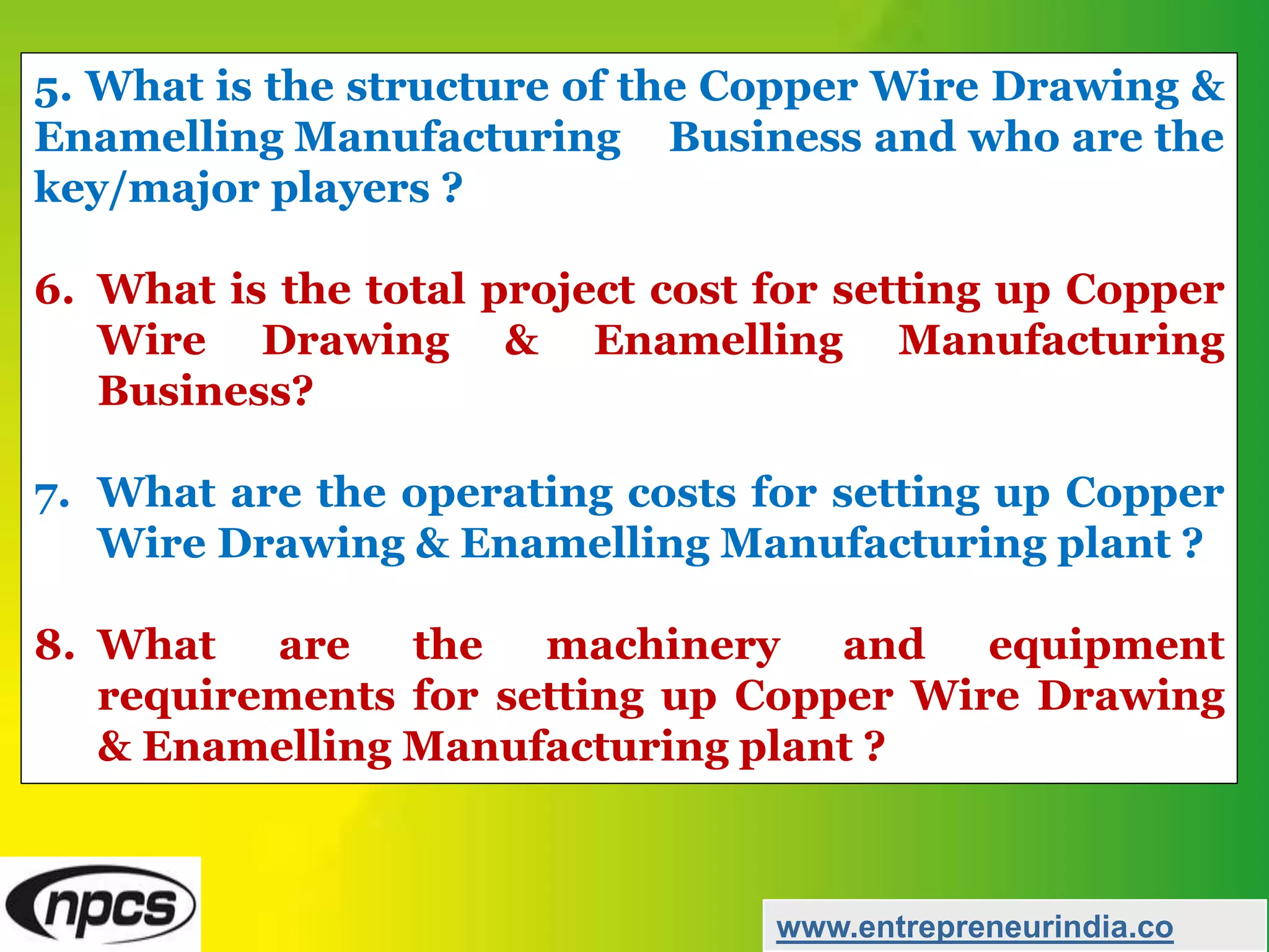 Copper wire drawing and enamelling | PPTX
