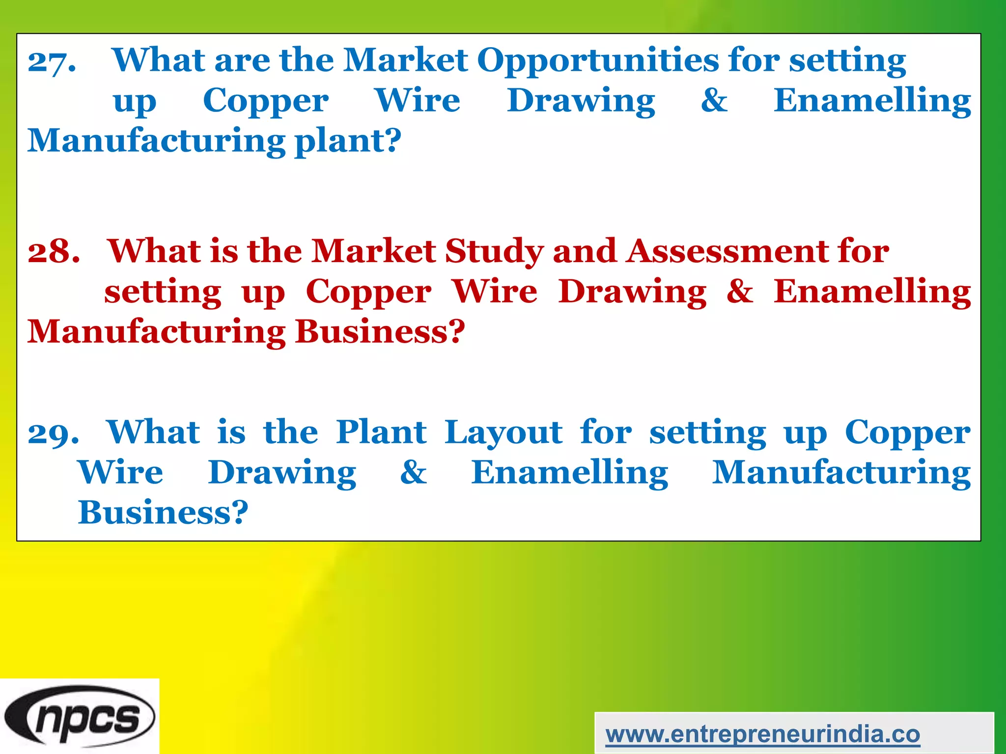 Copper wire drawing and enamelling | PPTX