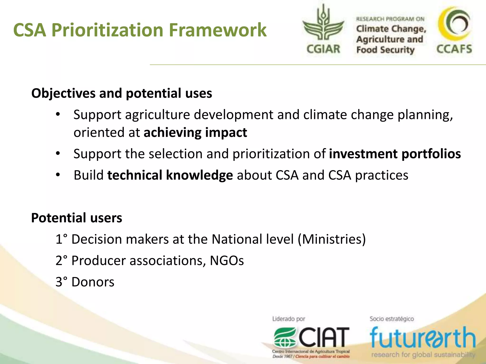 Climate-smart agriculture investment prioritization framework | PPTX ...