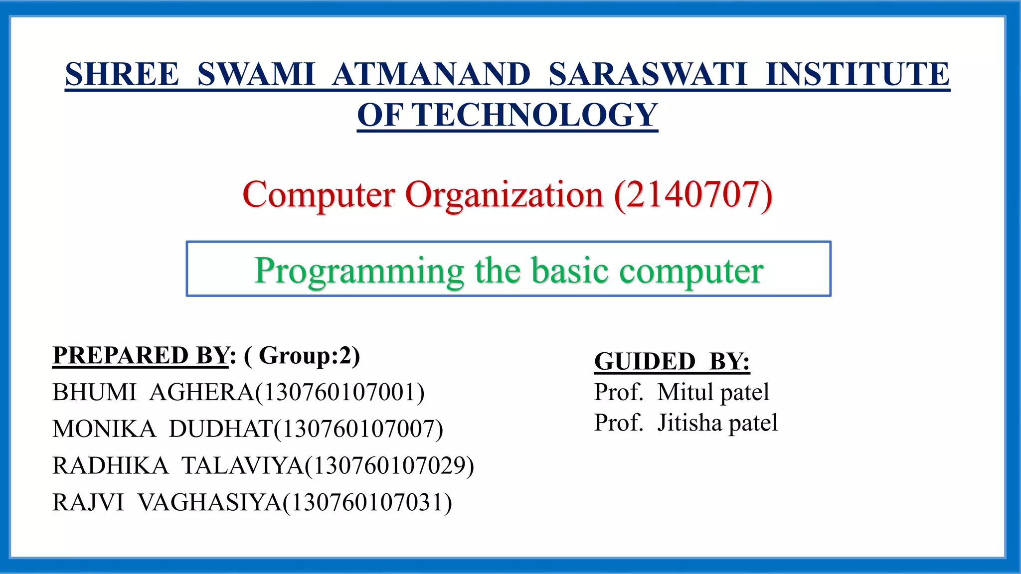 Computer Organization | PPTX