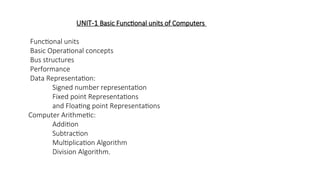 Computer Organization Subject-Basic Functional units of Computers | PPT