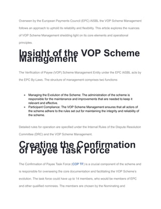 COP TF’s Role in the VOP Scheme Management | PDF