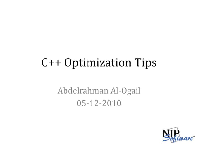 C++ Optimization Tips | PPT