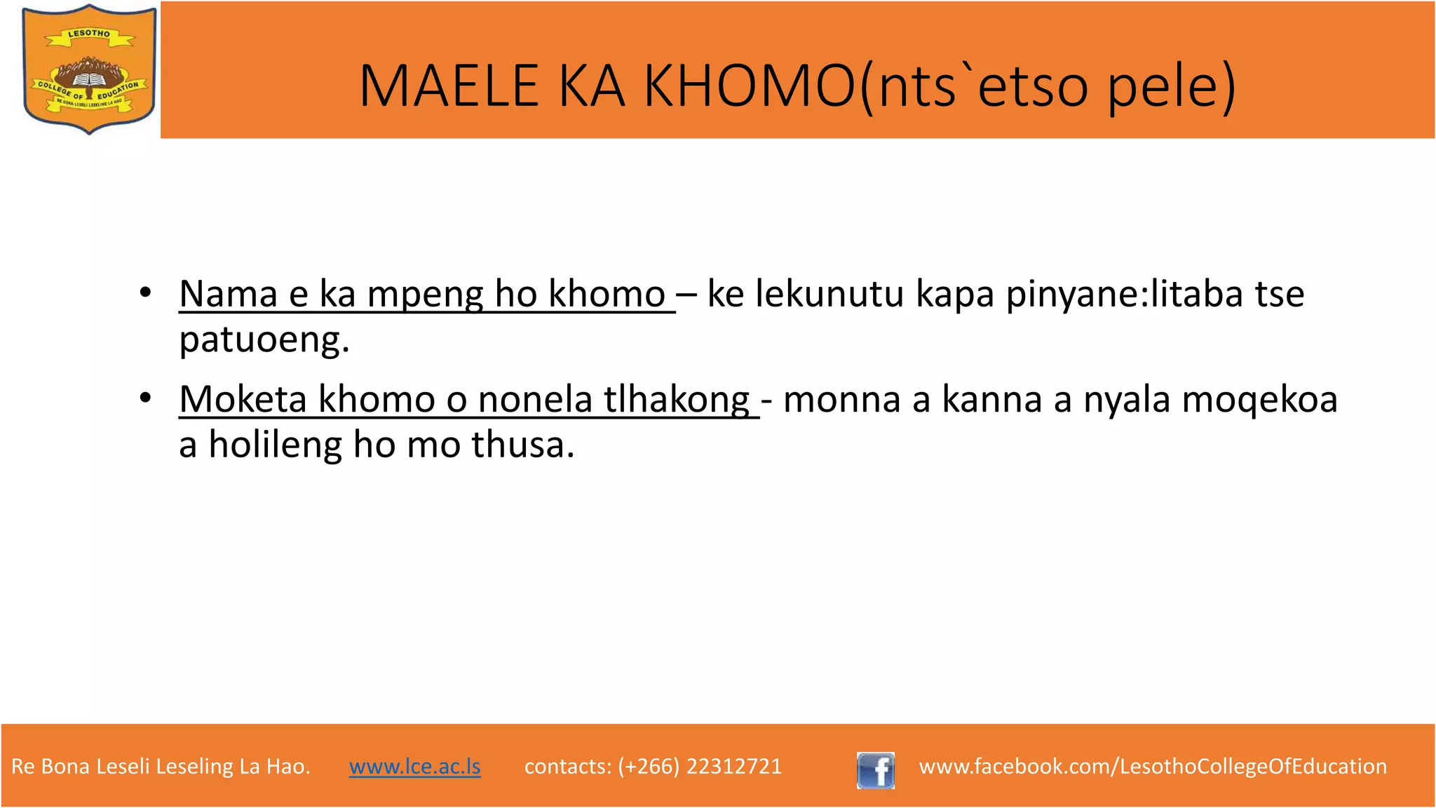 Maele a Sesotho | PPTX