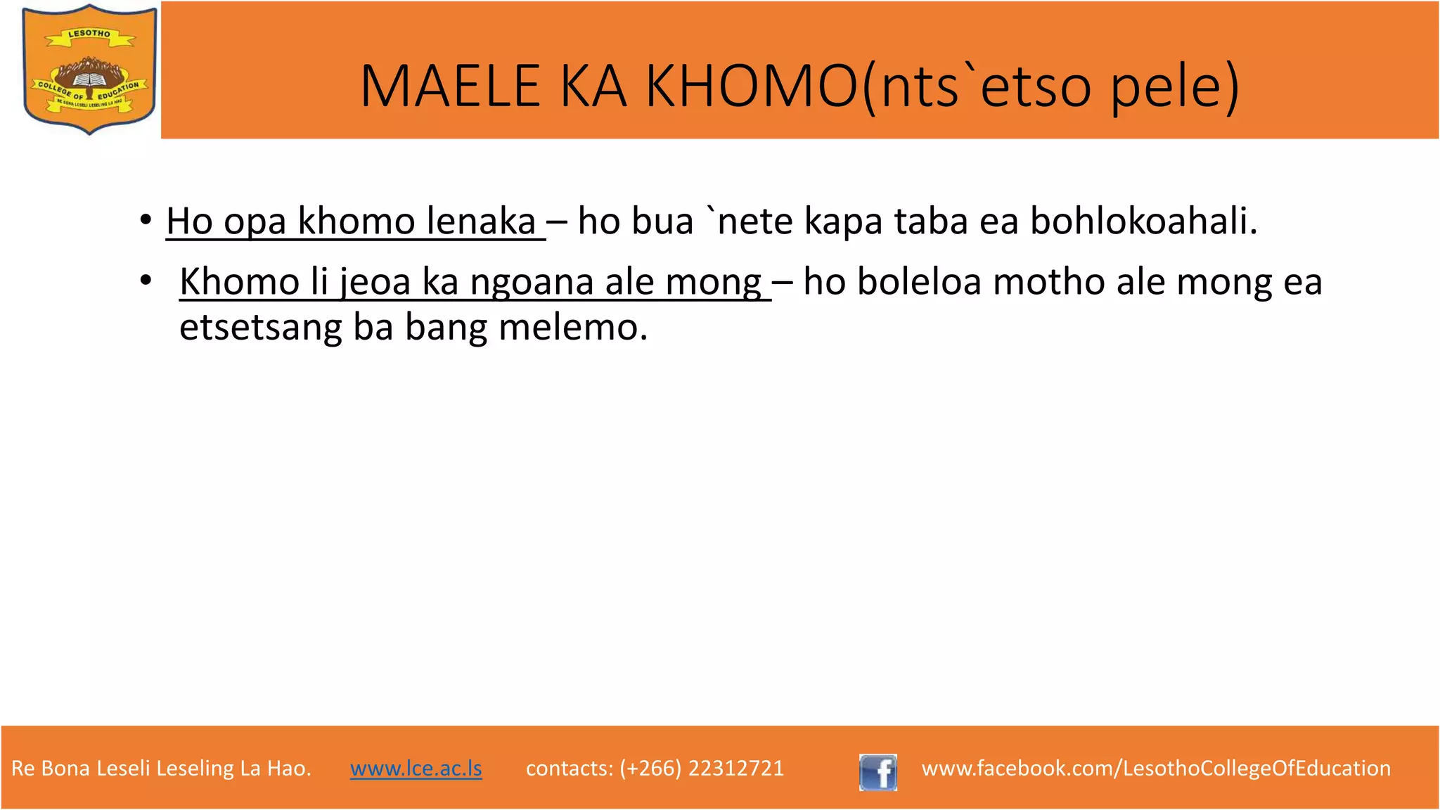 maele ka khomo | PPTX