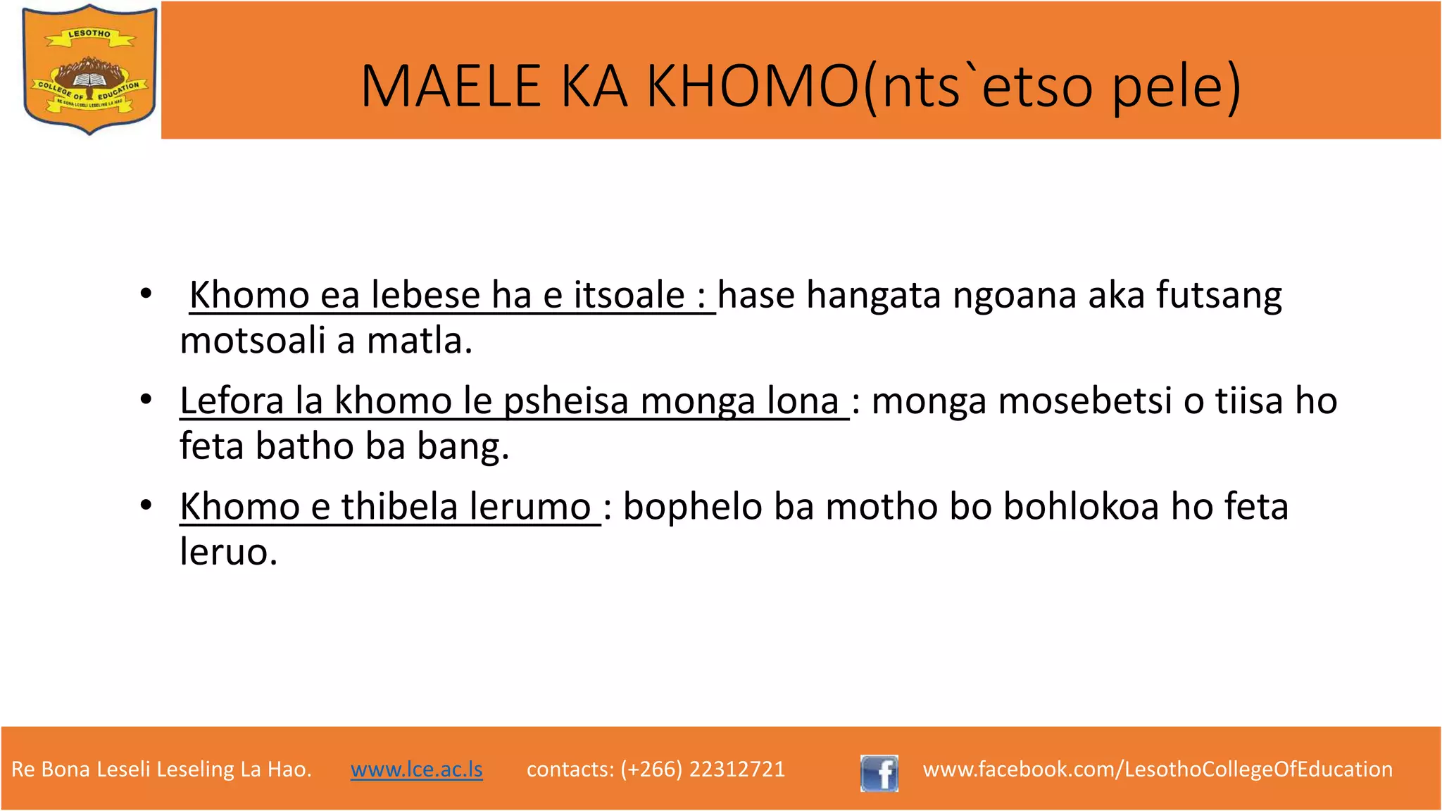 maele ka khomo | PPTX