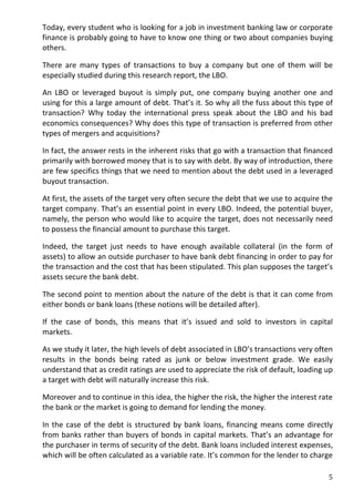 Leveraged-Buyouts; Market mechanism, Tax shield and exiting of an LBO | PDF