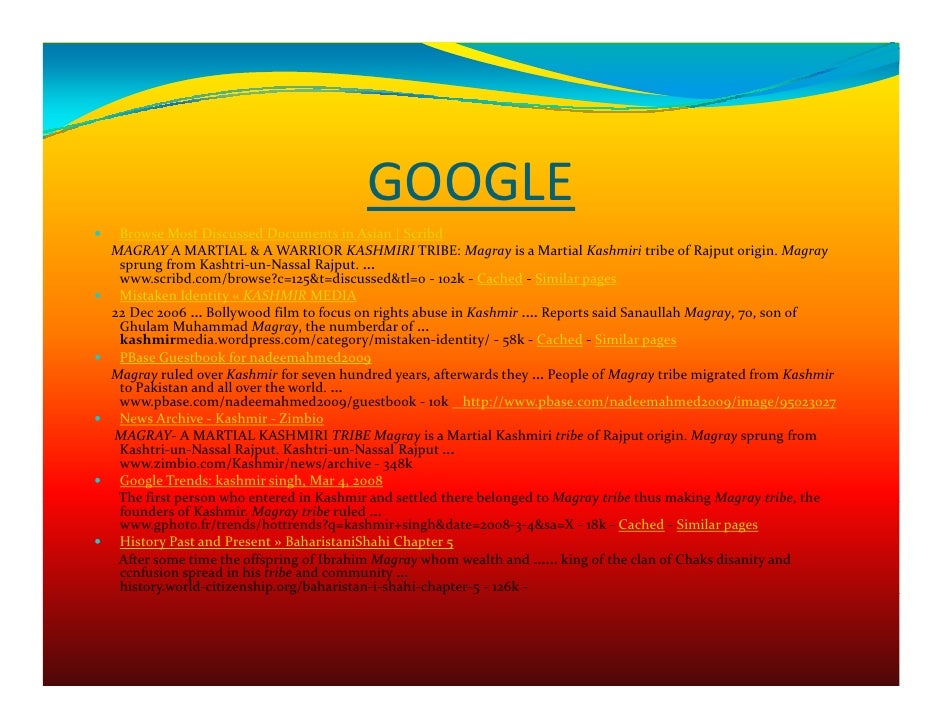 MAGRAY- A MARTIAL KASHMIRI TRIBE/CASTE/RACE | PPT