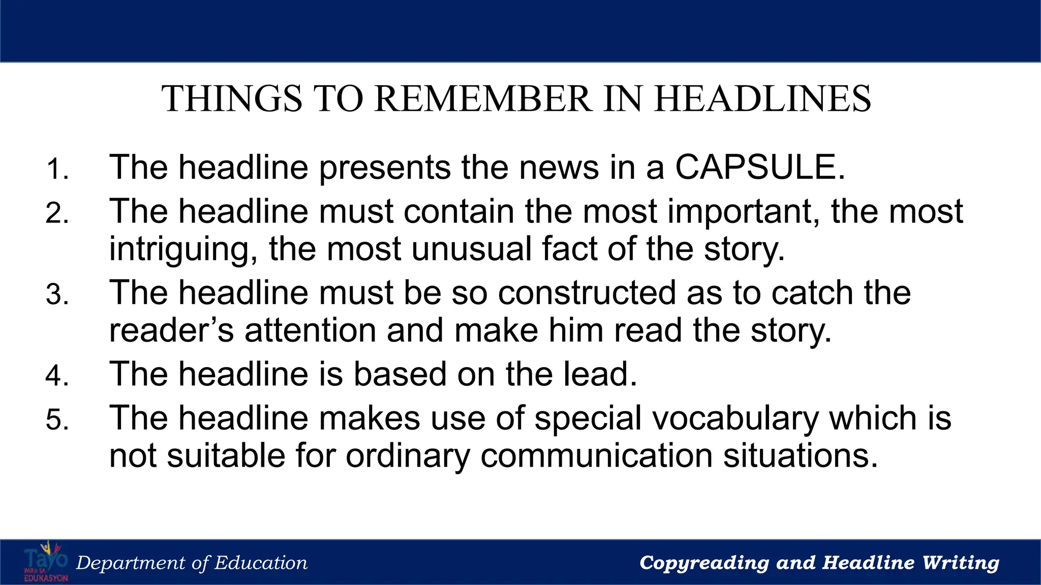 Copy-reading-headline-writing (training guide) | PPT