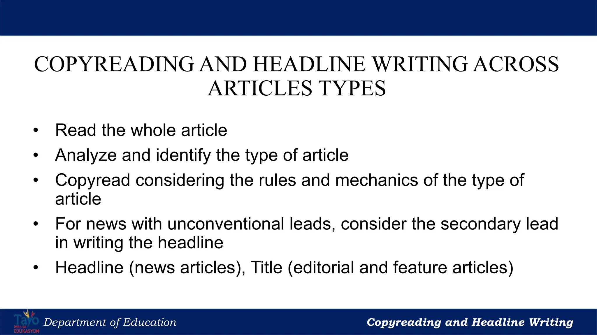 Copy-reading-headline-writing (training guide) | PPT