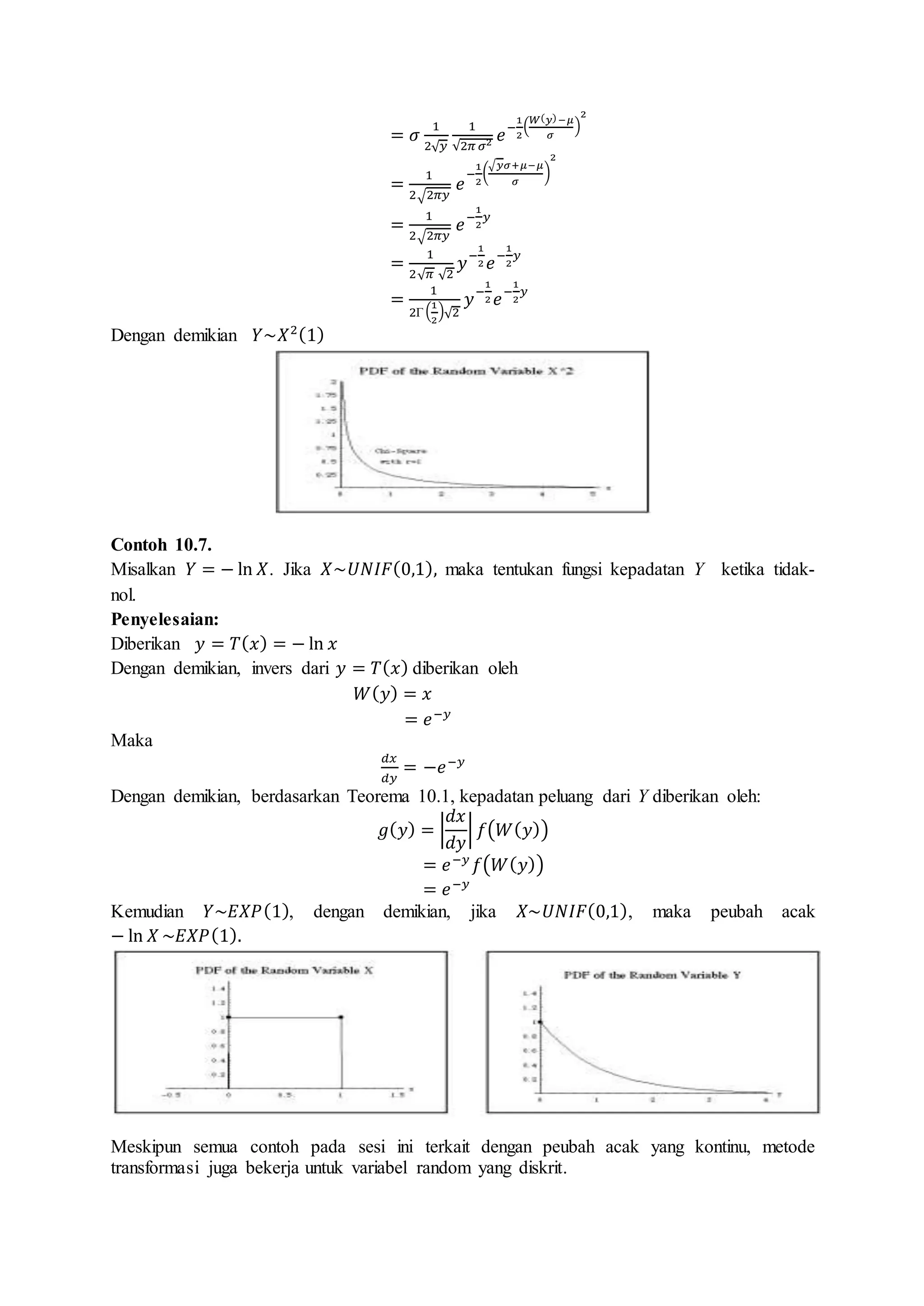 Transformasi Peubah Acak dan Distribusinya | DOCX