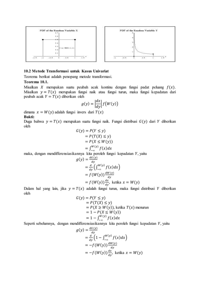 Transformasi Peubah Acak dan Distribusinya | DOCX