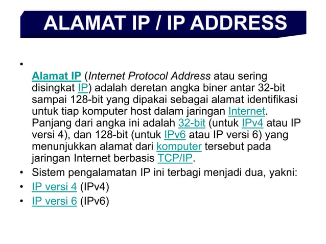 penjelasan menegenai ip adress dalam jaringan | PPT