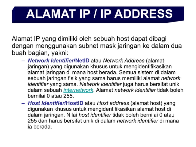 penjelasan menegenai ip adress dalam jaringan | PPT