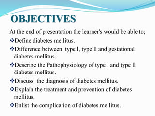 diabetes mellitus presentation | PPTX