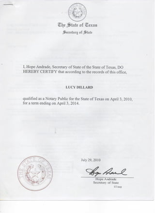 Copy certification by document custodian King Allahsane Khalil Conte ...