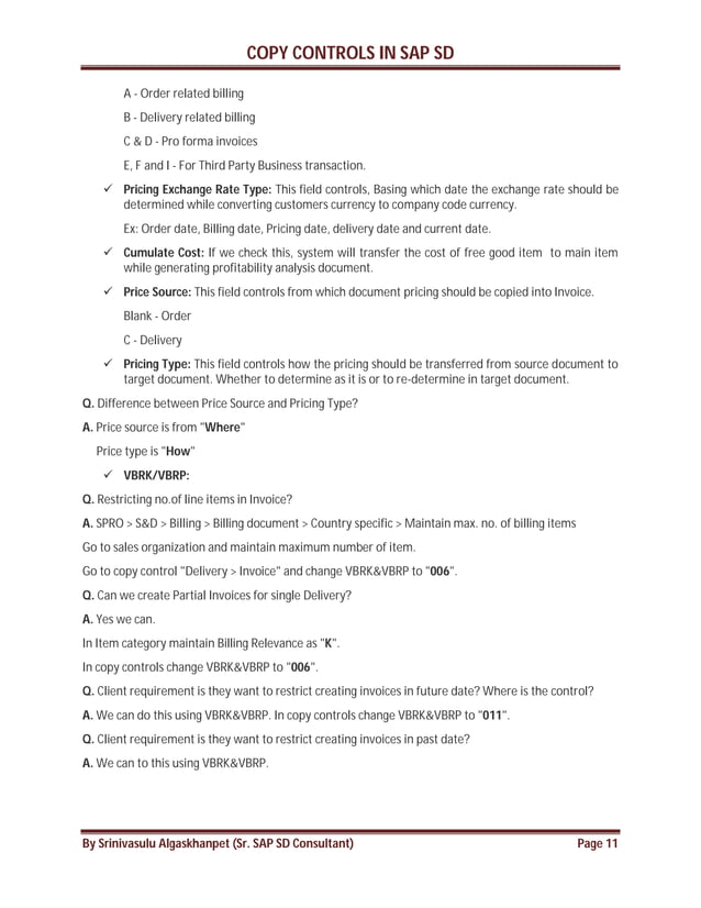 SAP SD Copy Controls | PDF