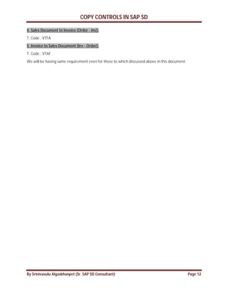 SAP SD Copy Controls | PDF
