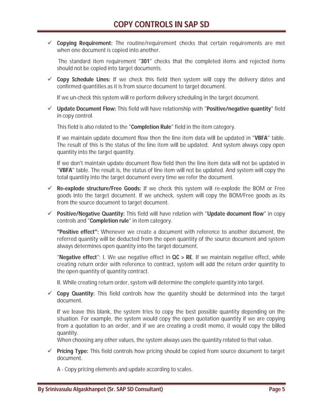 SAP SD Copy Controls | PDF